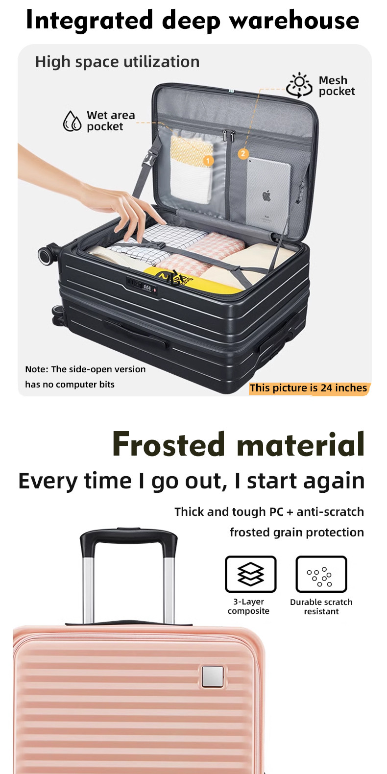 DY 【SG Local Seller】Front Opening Cabin Luggage with Silent Universal ...