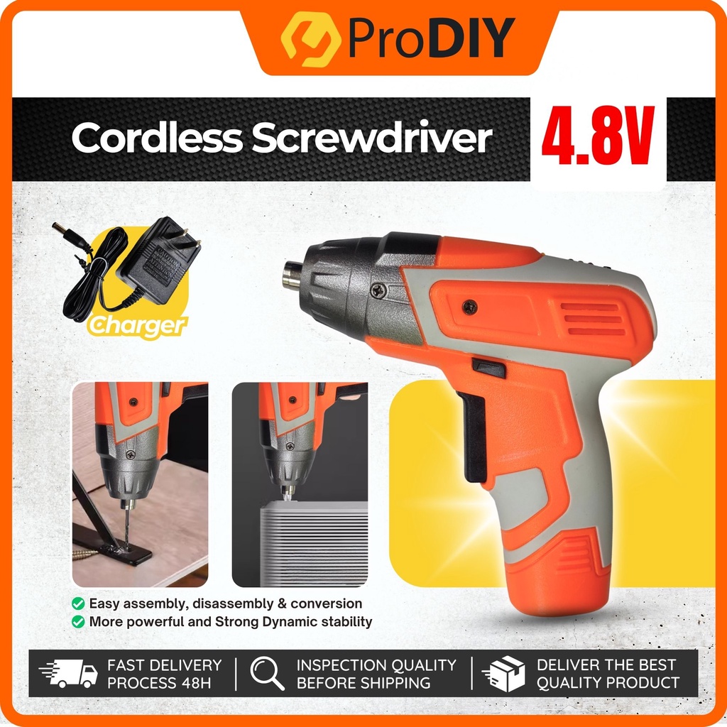 4.8V Cordless Electric Screwdriver Mini Wireless Power Rechargeable ...