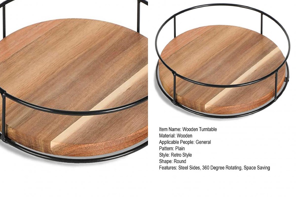 CC Wooden Turntable Organizer Kitchen Cabinet Organizer 360 Degree ...