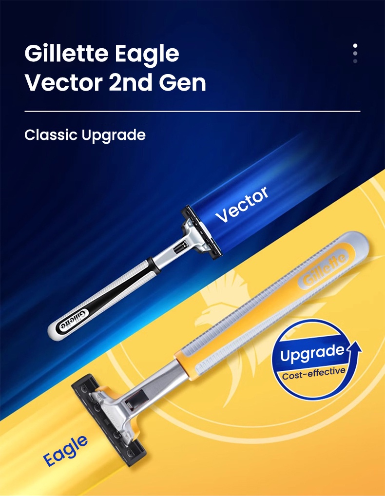 Gillette Vector 2nd Gen Razor Manual Shaving Razor for Men Beard Shaver ...
