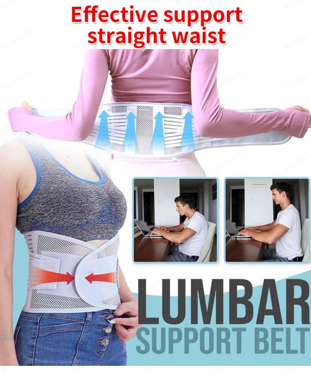 🎈HOT🎈 Waist Back Support Belts Waist Trainer Compression Springs Spine ...