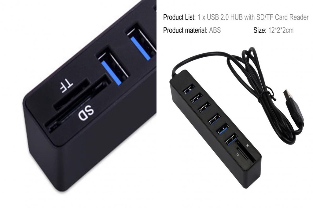 USB Hub with Long Cable 6 Ports Big Expansion Plug And Play Hot ...