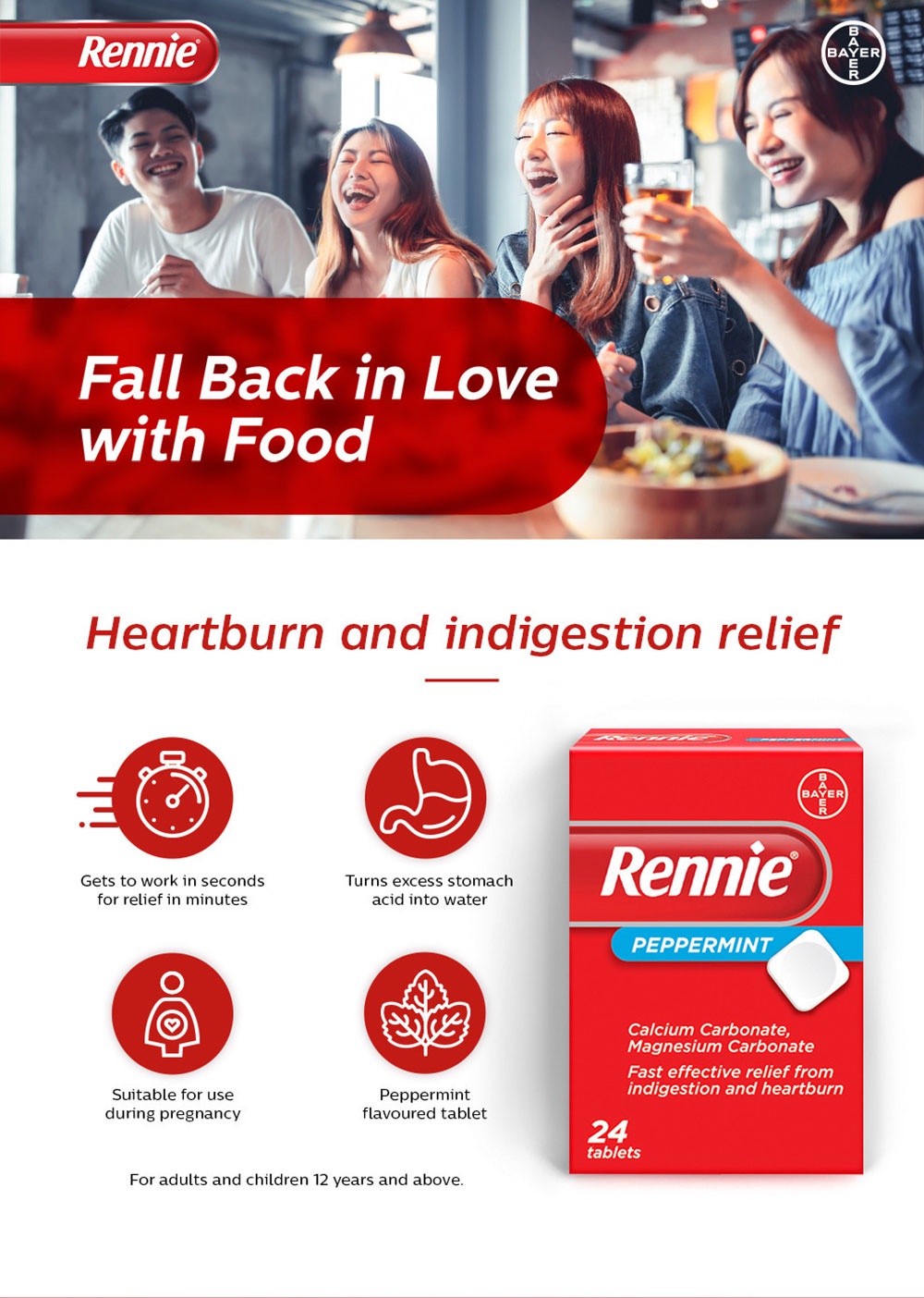 [Bundle of 3] Rennie Indigestion and Heartburn Relief Peppermint Tablet ...