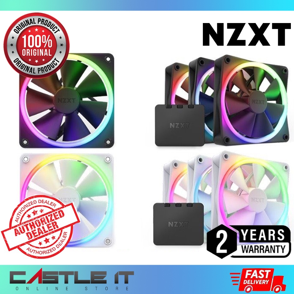 NZXT F120 RGB TRIPLE / SINGLE PACK ( BLACK / WHITE ) Chassis PC Case ...