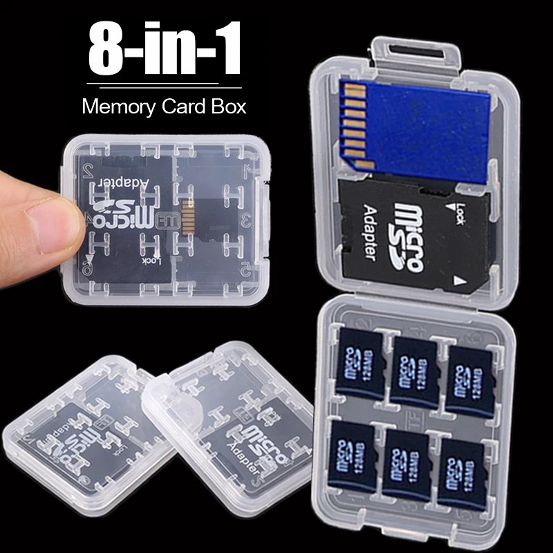 8 in 1 Micro SD Memory Card Storage Box / Travel Portable Anti-shock ...
