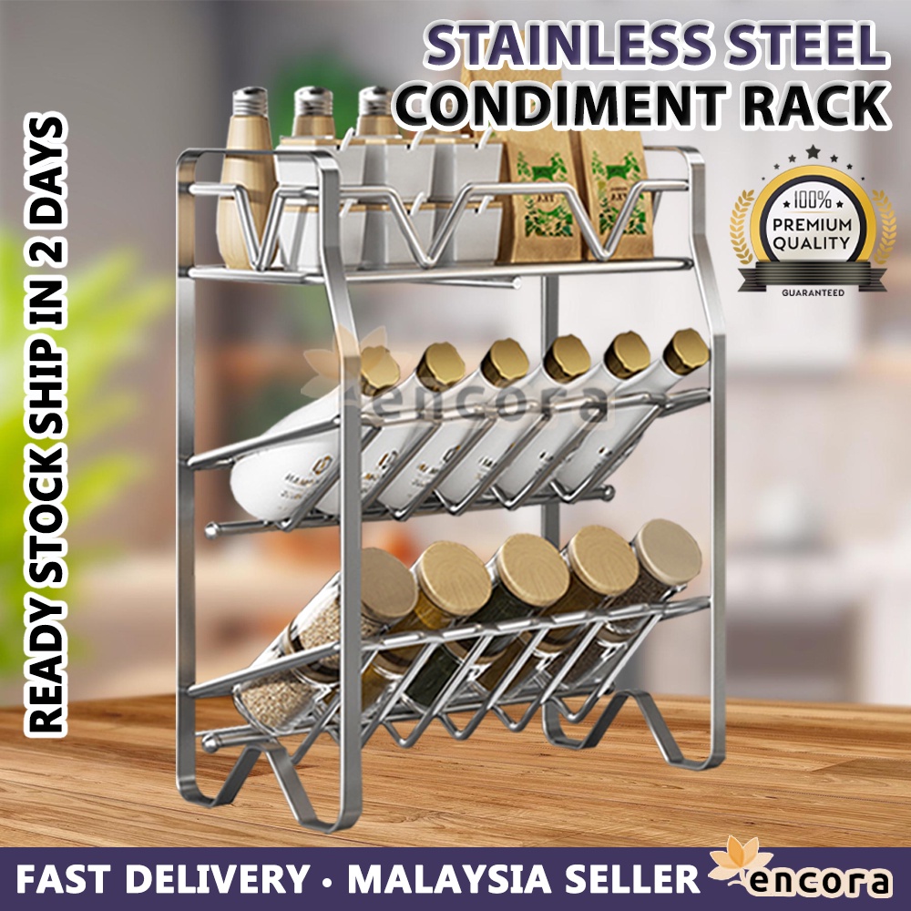 Encora 2 3 Tiers Stainless Steel Condiment Rack Rak Dapur Seasoning ...