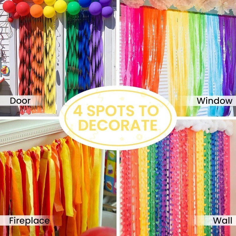 25M Crepe Paper Streamers Party Streamers in 12 Pastel Colors for ...