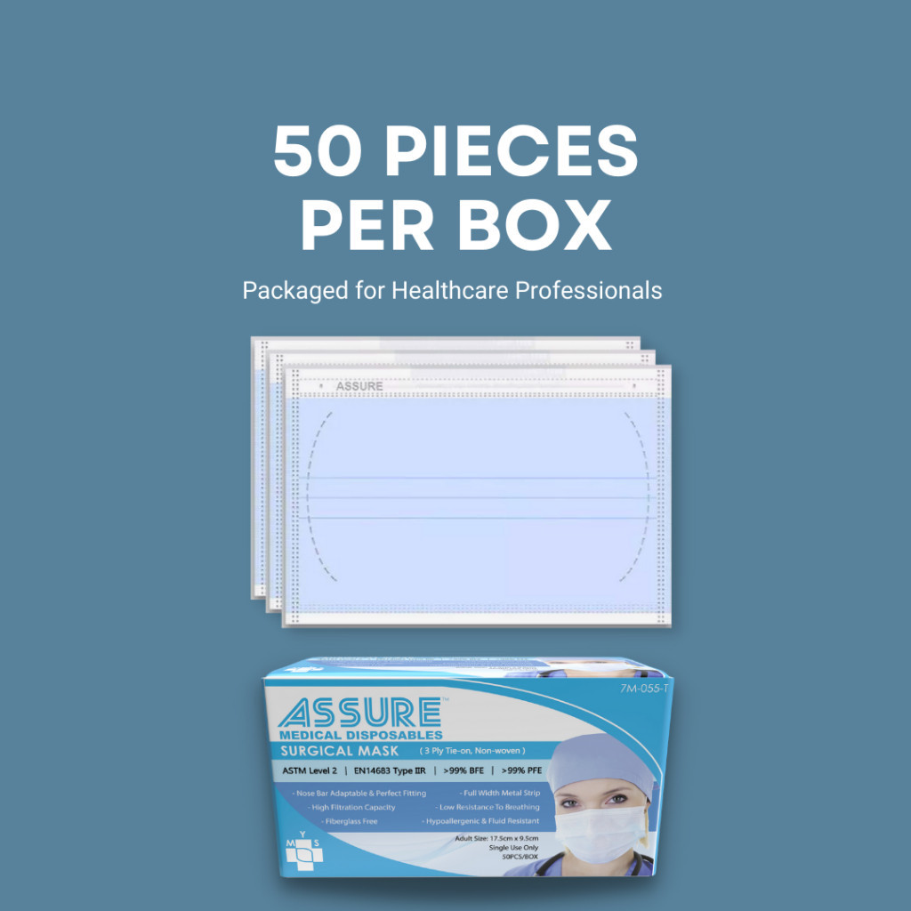 ASSURE Black Surgical Face Mask 3-Ply With Ear- Loop, 50'S/Box | Shopee ...