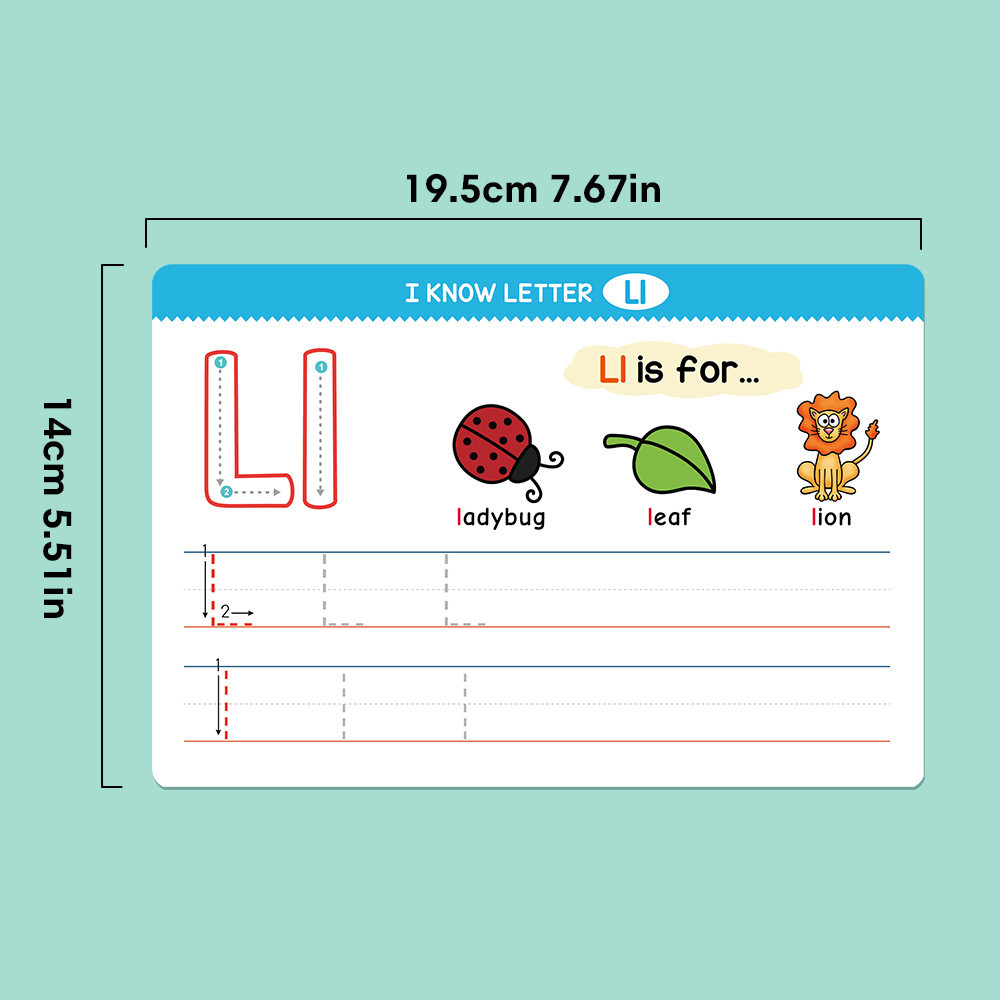 A5 Size Dry Erase Writing English Alphabet Flashcards for Kids Baby ...