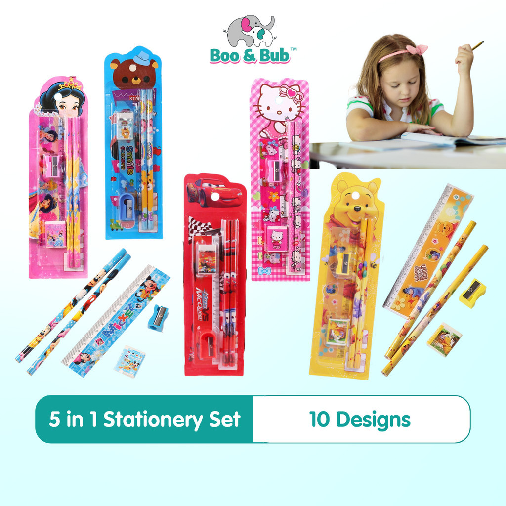5 in 1 Cartoon Stationery Set for kids children birthday christmas ...