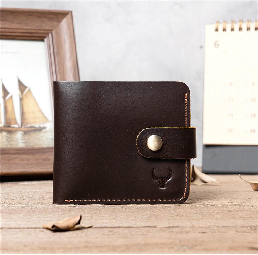 Men's Genuine Leather Short Bifold Wallet with Coin Pocket Slim ...