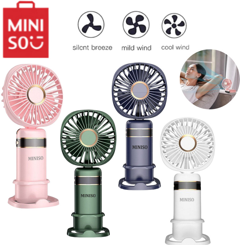 (COD/Ship 24h) MINISO Multifunction Mute Neck Fan LED Digital Display ...