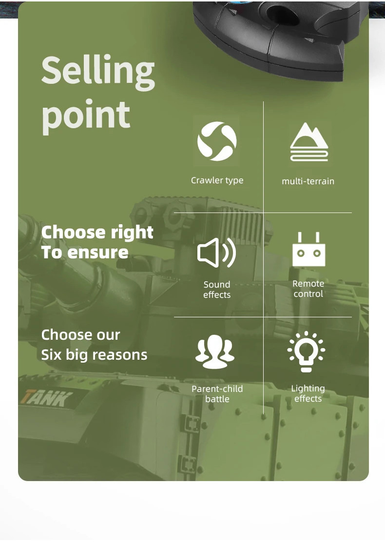 33cm RC Tank 2.4Ghz 7-Channel Remote Control Tank Model Toys Military ...