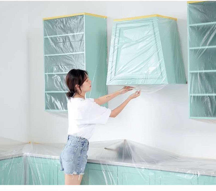 20M Transparent Plastic Masking Film Waterproof Dust Cover Living Room ...