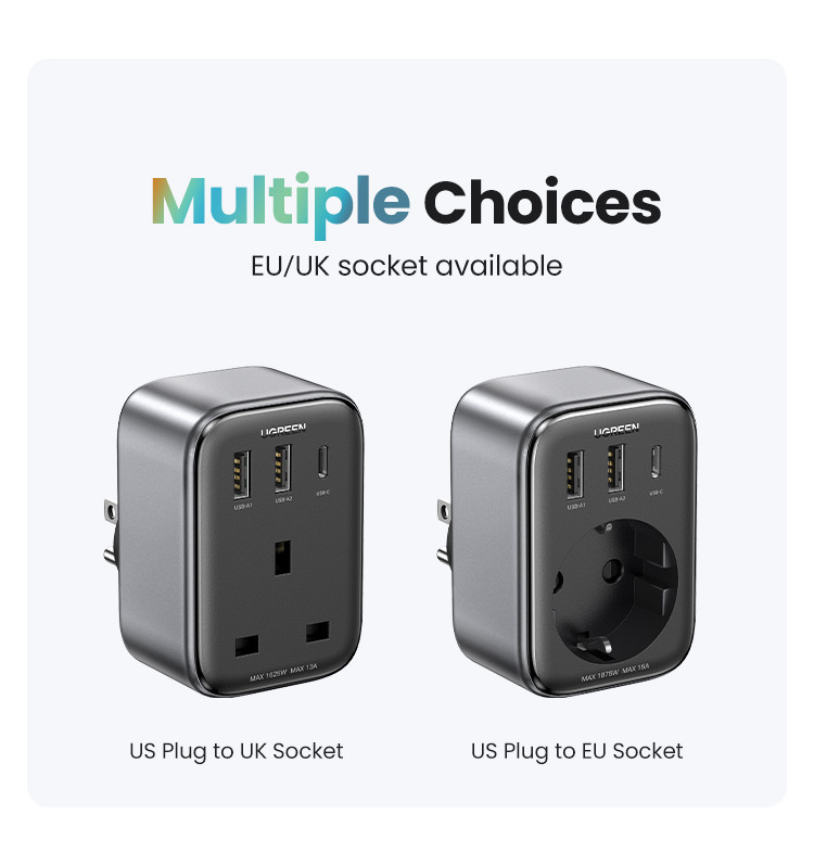 UGREEN Outlet Adapter GaN 4 in 1 PD 30W 2 USB A and 1Type c Port & 1 DC ...