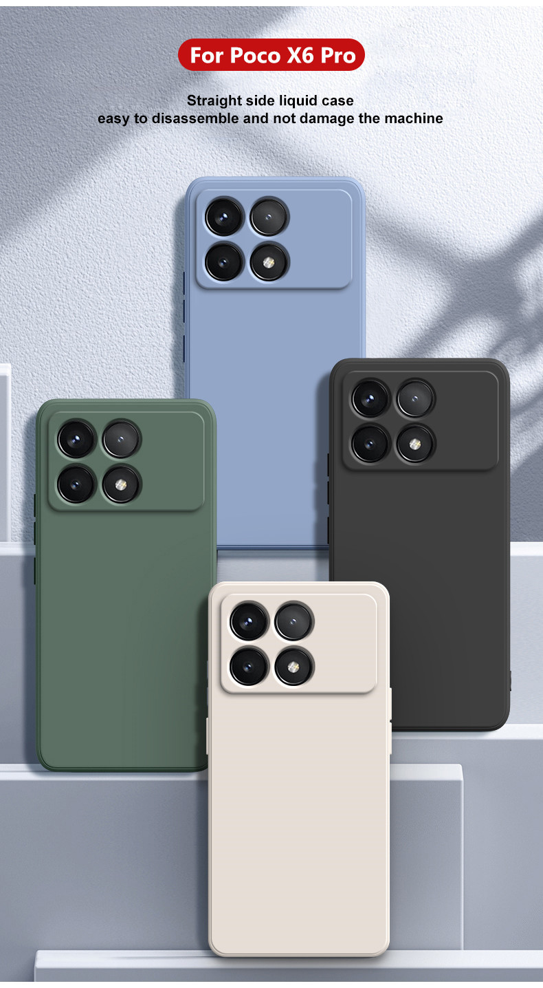 Poco X6 Pro 5G Case Square Liquid Silicone Camera Lens Protector Phone ...