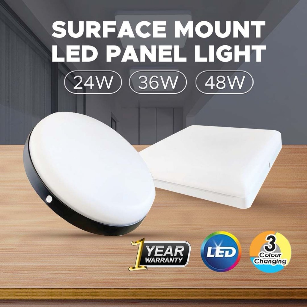 24W 36W 48W LED PANEL LIGHT ROUND/SQUARE BLACK/WHITE SURFACE LED ...