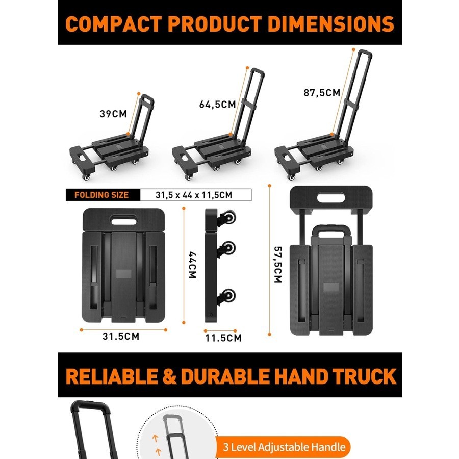 New Gen 2 Foldable trolley Universal wheel Platform car The six round ...