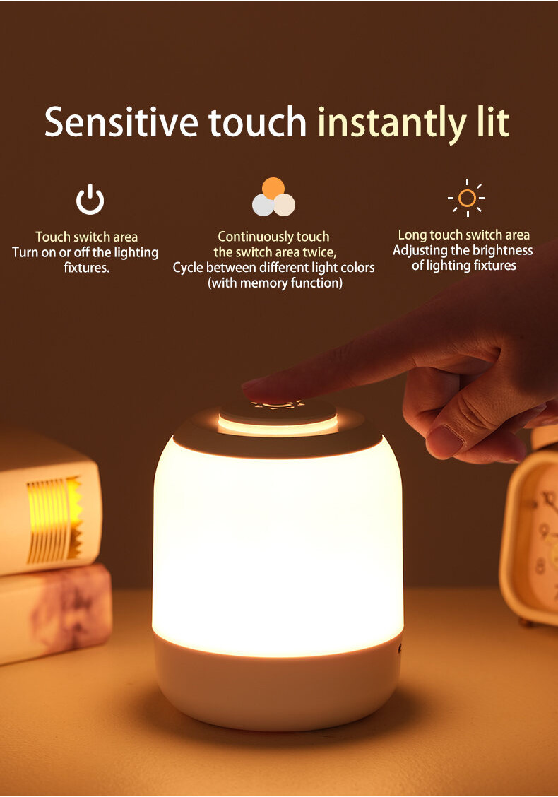 LED Night Light Touch Lamp Table Lamp Bedside Lamp Bedroom Lamp with ...