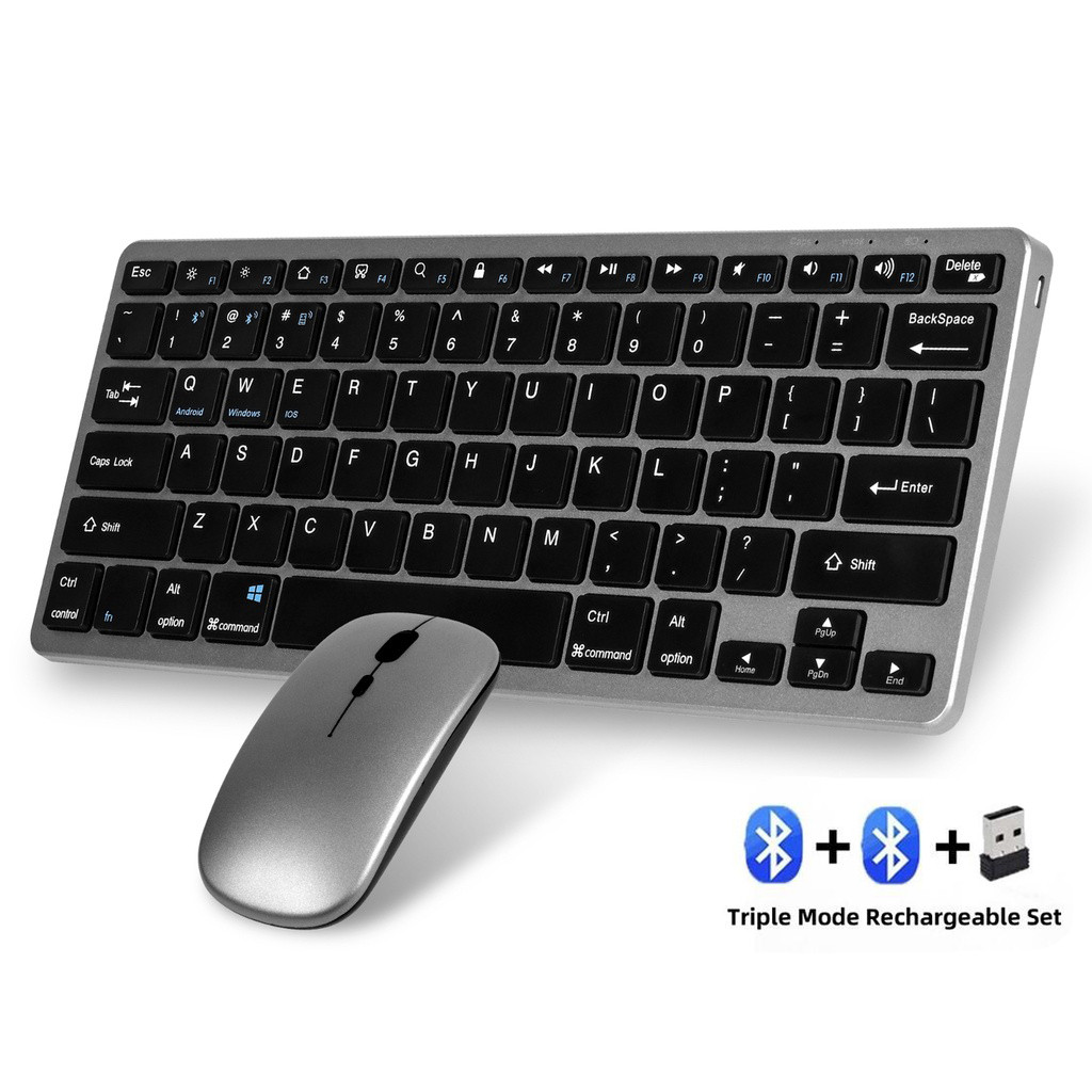 2.4GHz Bluetooth 78-keys Wireless Keyboard & Mouse Set Portable Ultra ...