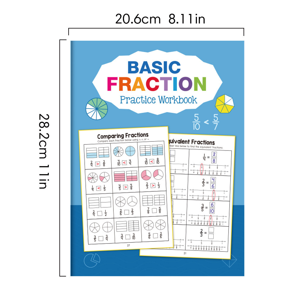 32 Pages Fractions Workbook for Kids Learning Basic Fraction Math ...