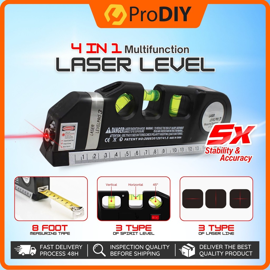 4 IN 1 FIXTA Level Pro 3 Laser Level Multifunction Measuring Tools ...