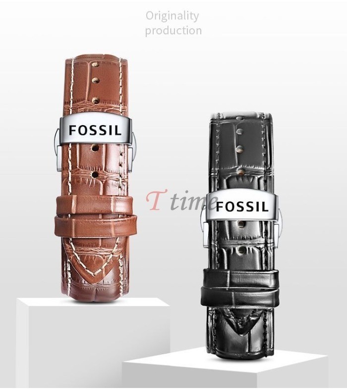 Cowhide Genuine Leather Watch Straps for Fossil Watch Butterfly Clasp ...
