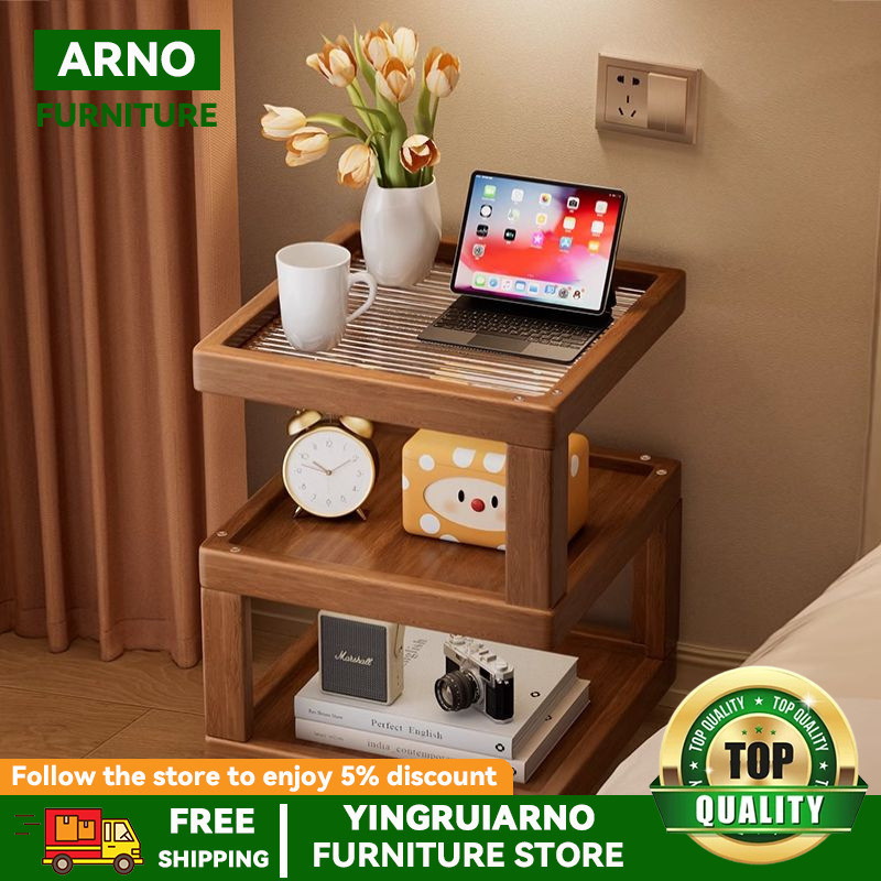 Simple Bedside Table Home Bedroom Wooden Movable Bedside Table Creative ...