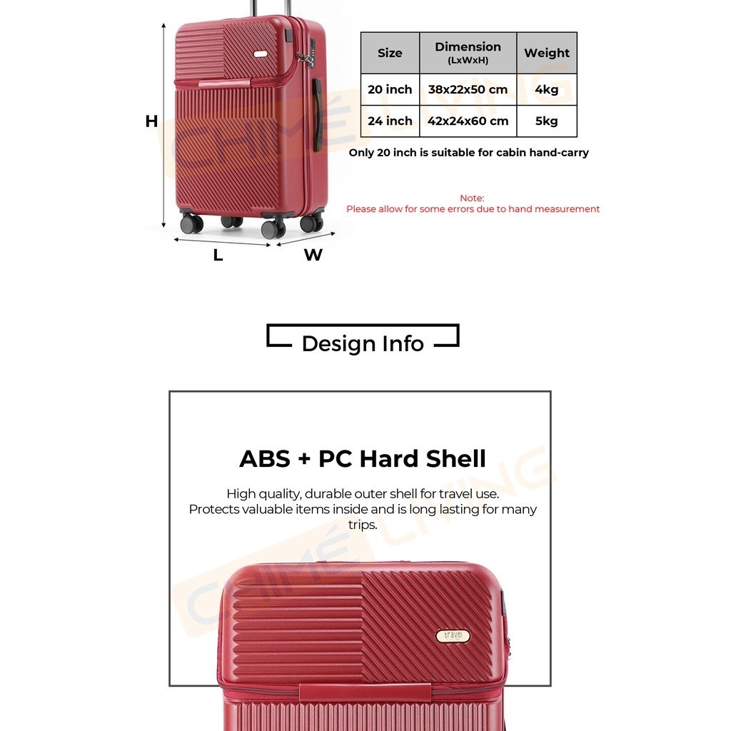 SG | Japan Style Luggage - Open Front Design | Cabin Handcarry Carryon ...