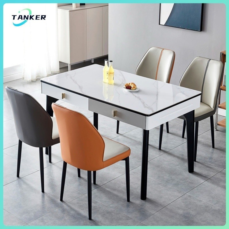 Dining Table Solid Modern Minimalist Wood Rock Panel Dining Table And ...