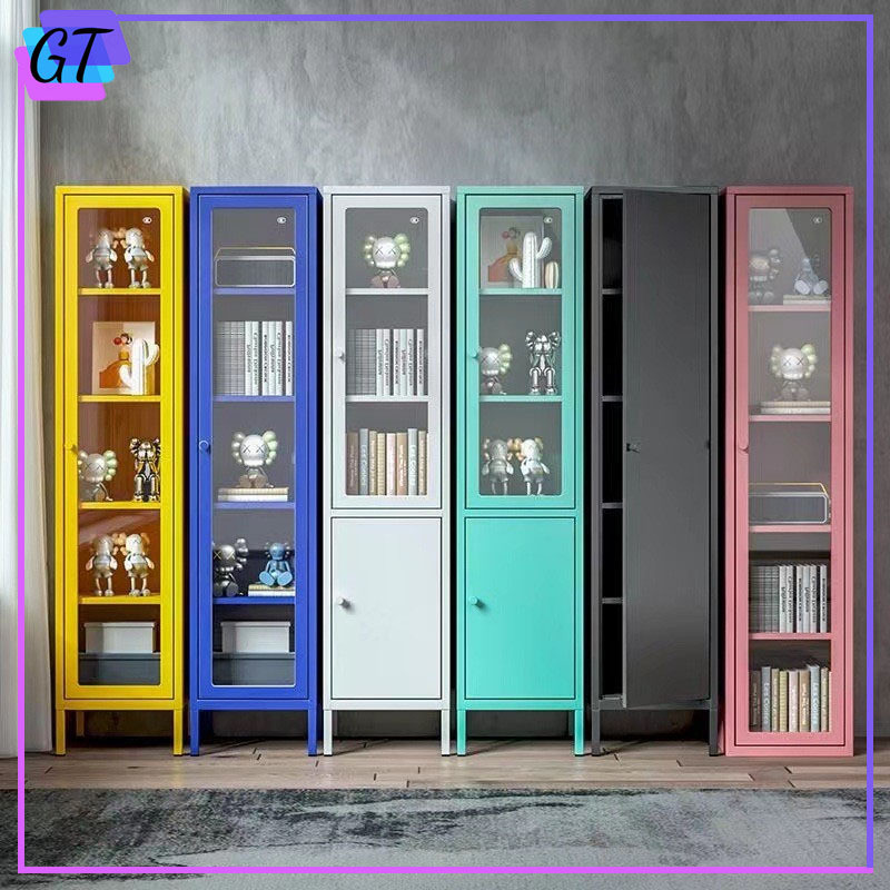 Bookcase With Glass Door Wrought Iron Bookcase Living Room Or Storage ...