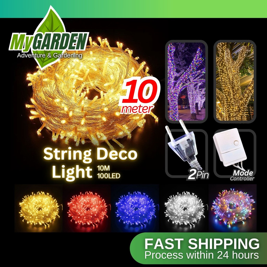 2PIN 10 / 15 / 20M 100 LED String Decor Light Fairy LED String Light ...
