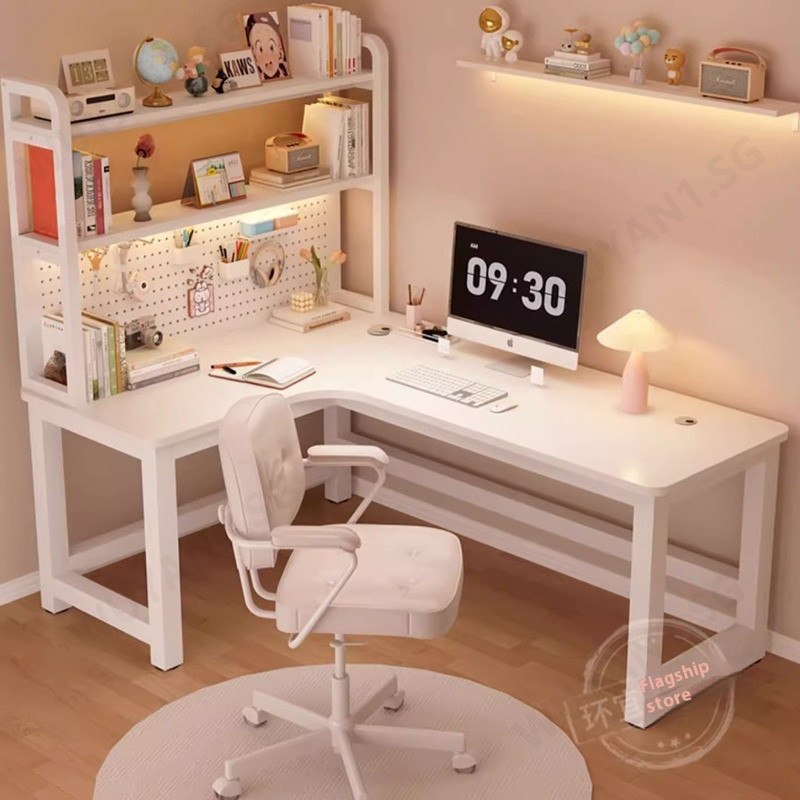 Cream Desk Student Study Desk Perforated Board Office Table Computer ...