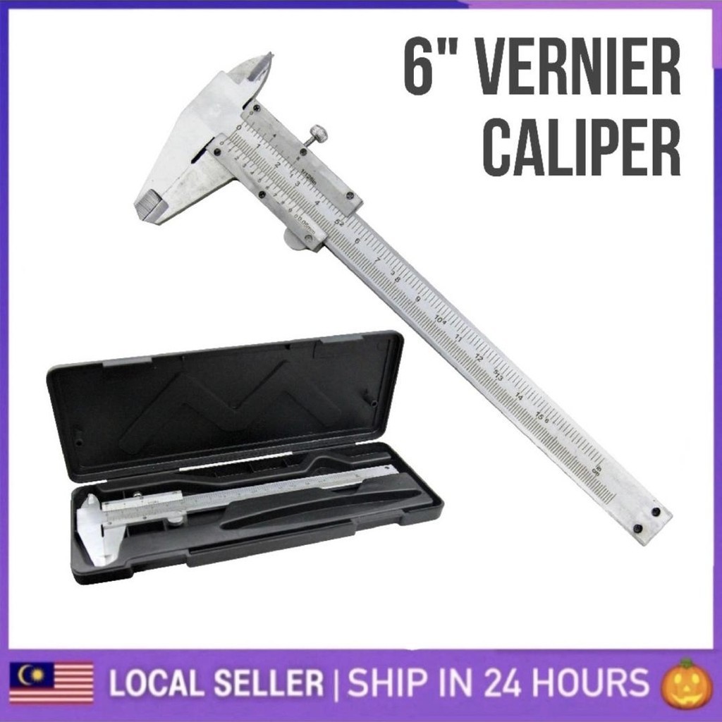 6" Steel Vernier Caliper Gauge Lockable Head 0-150mm 0.05mm Metal ...