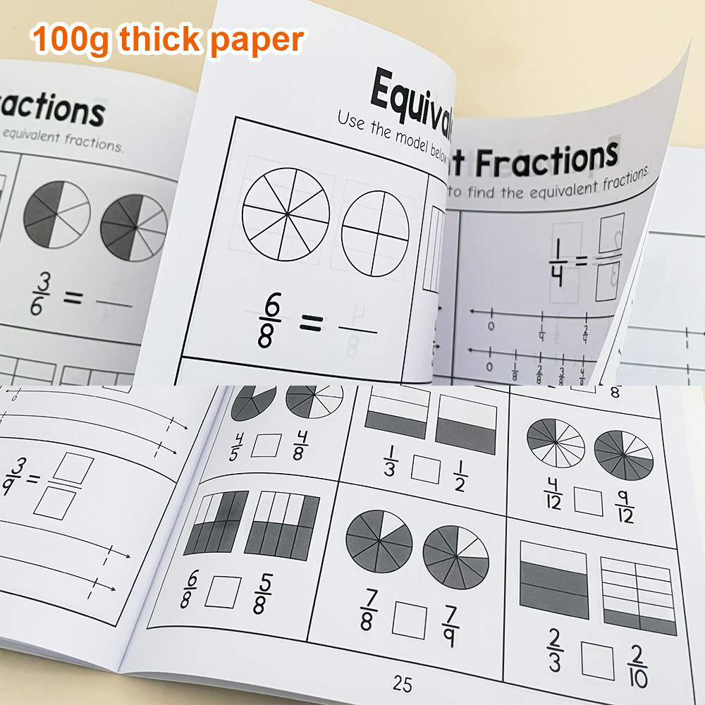 32 Pages Fractions Workbook for Kids Learning Basic Fraction Math ...