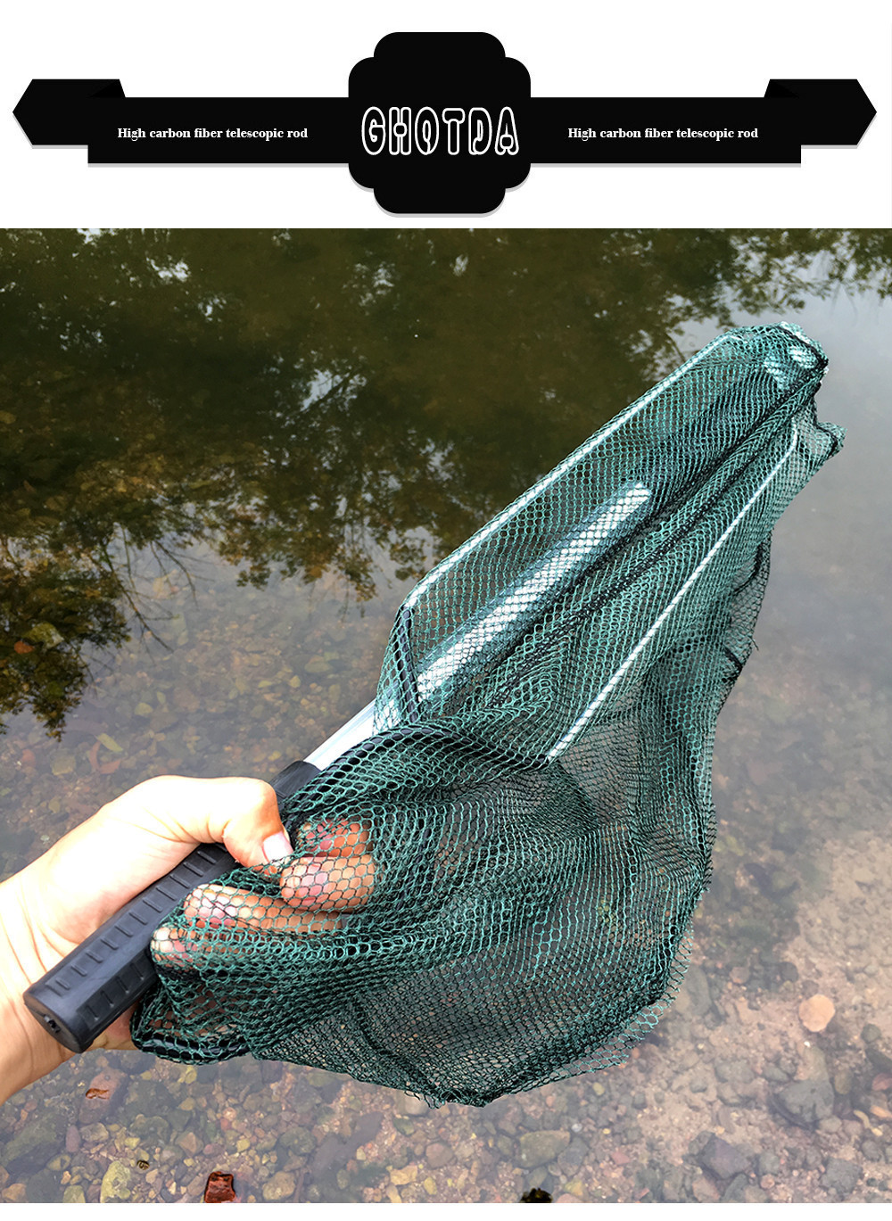 New 1.5m/ 1.7m/ 2.1m Foldable Fishing Net Aluminum Alloy Fishing ...
