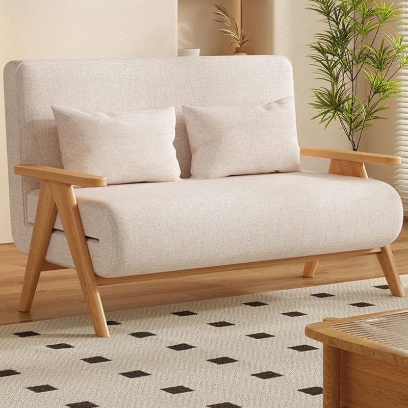 Solid Wood Lazy Sofa Bed, Foldable Dual-use, Multifunctional, Small ...