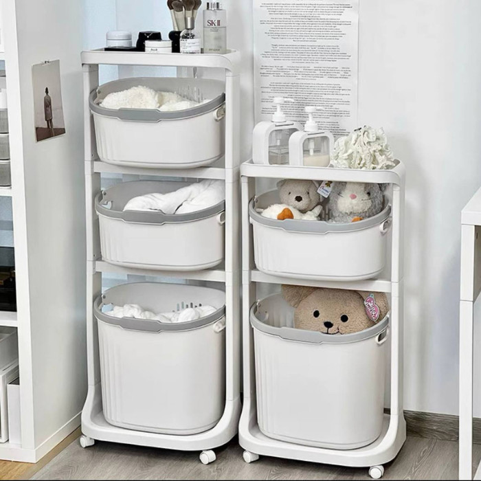 Multi-purpose Laundry basket • Kitchen Bathroom Organizer • Trolley ...