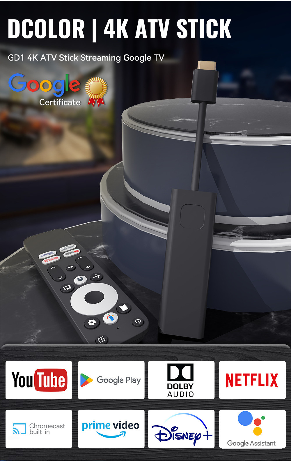 Dcolor 2023 Android 11 TV Stick[Google Certified],4K HD Streaming ...