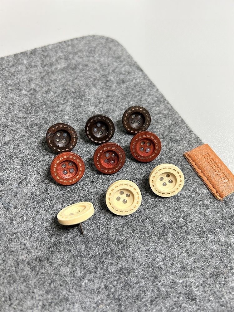 Solid Wood Button Pushpin Smile Push Pin Solid Wood Corkboard Photo ...