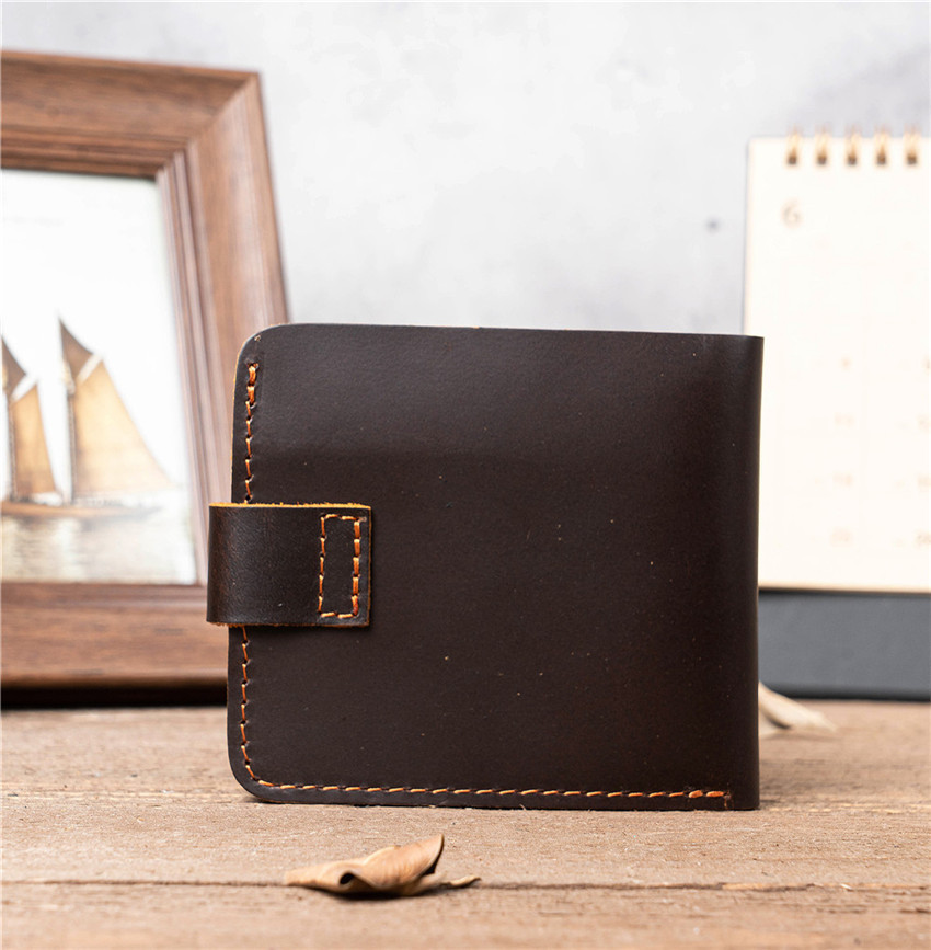 Men's Genuine Leather Short Bifold Wallet with Coin Pocket Slim ...