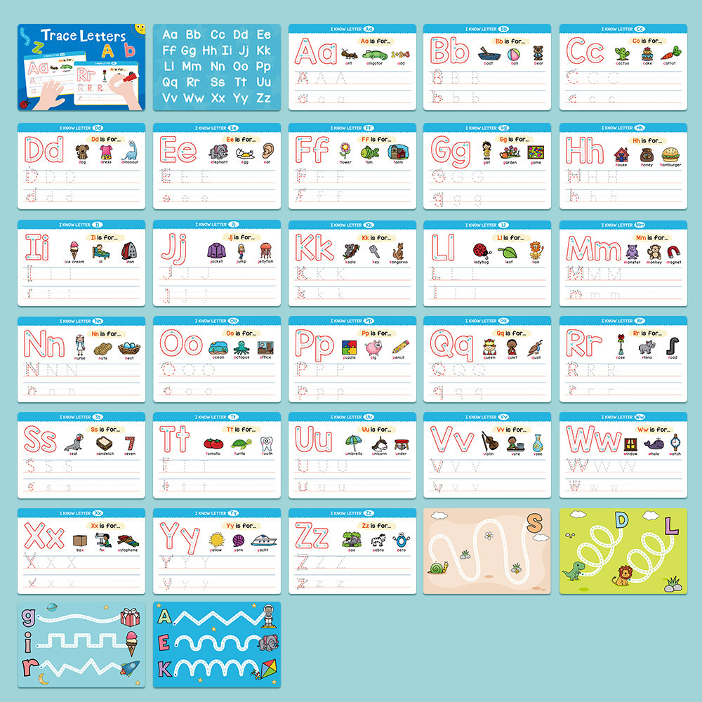 Kids Trace Letters & Numbers Dry Erase Practice Set - Alphabet & Number ...