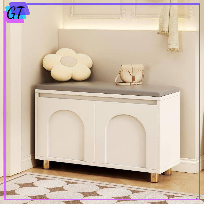 Shoe Cabinet Cream Style Shoe Changing Bench Can Sit On Shoe Rack Shoe ...
