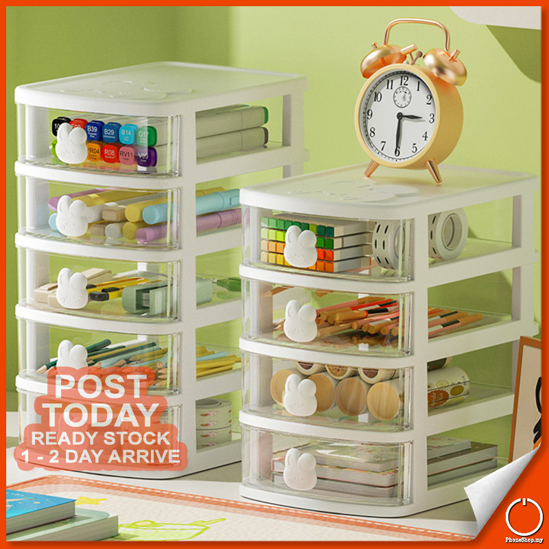 EASY ACCESS 2/3/4/5 Layers Mini Transparent Desktop Storage Box Desk ...