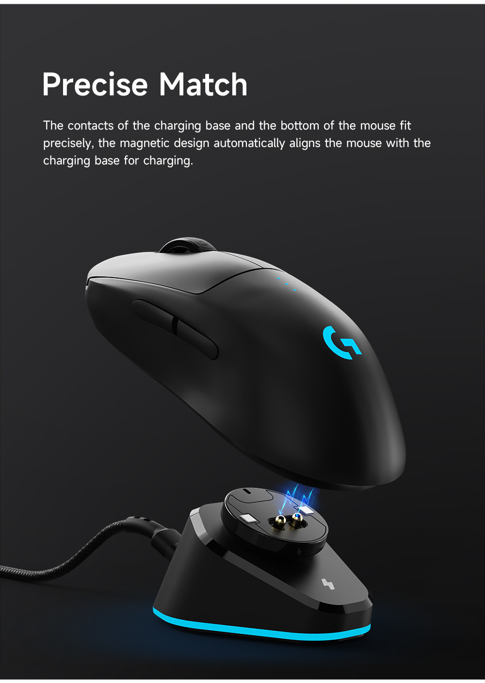 Wireless Mouse Charger for Logitech G Pro X Superlight G502 X lightspeed GPW 2 Razer DeathAdder ...