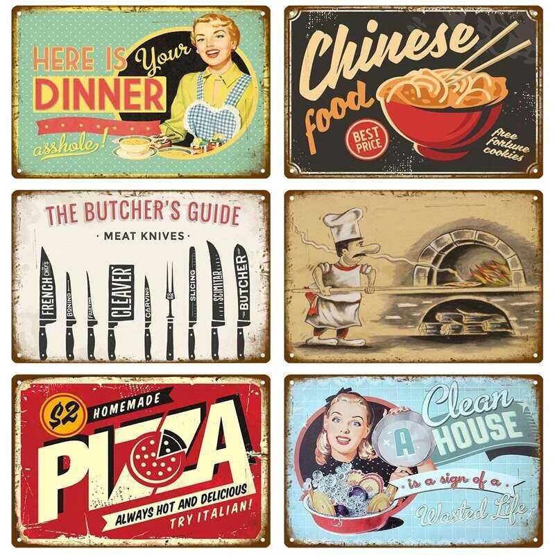Metal Sign Home Decor Fast Food Vintage Tin Sign Plaque Metal Retro ...