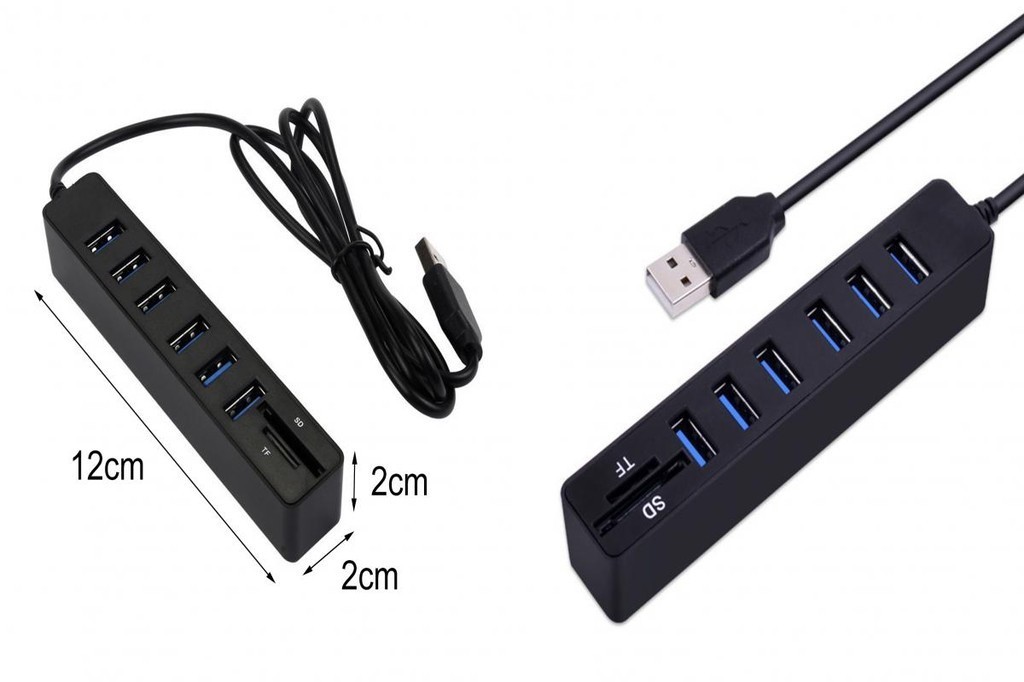 USB Hub with Long Cable 6 Ports Big Expansion Plug And Play Hot ...