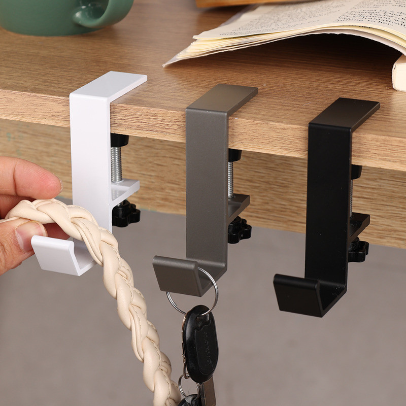 Adjustable Desk Edge Hook - Multi-Functional Table Side Hooks - Punch ...