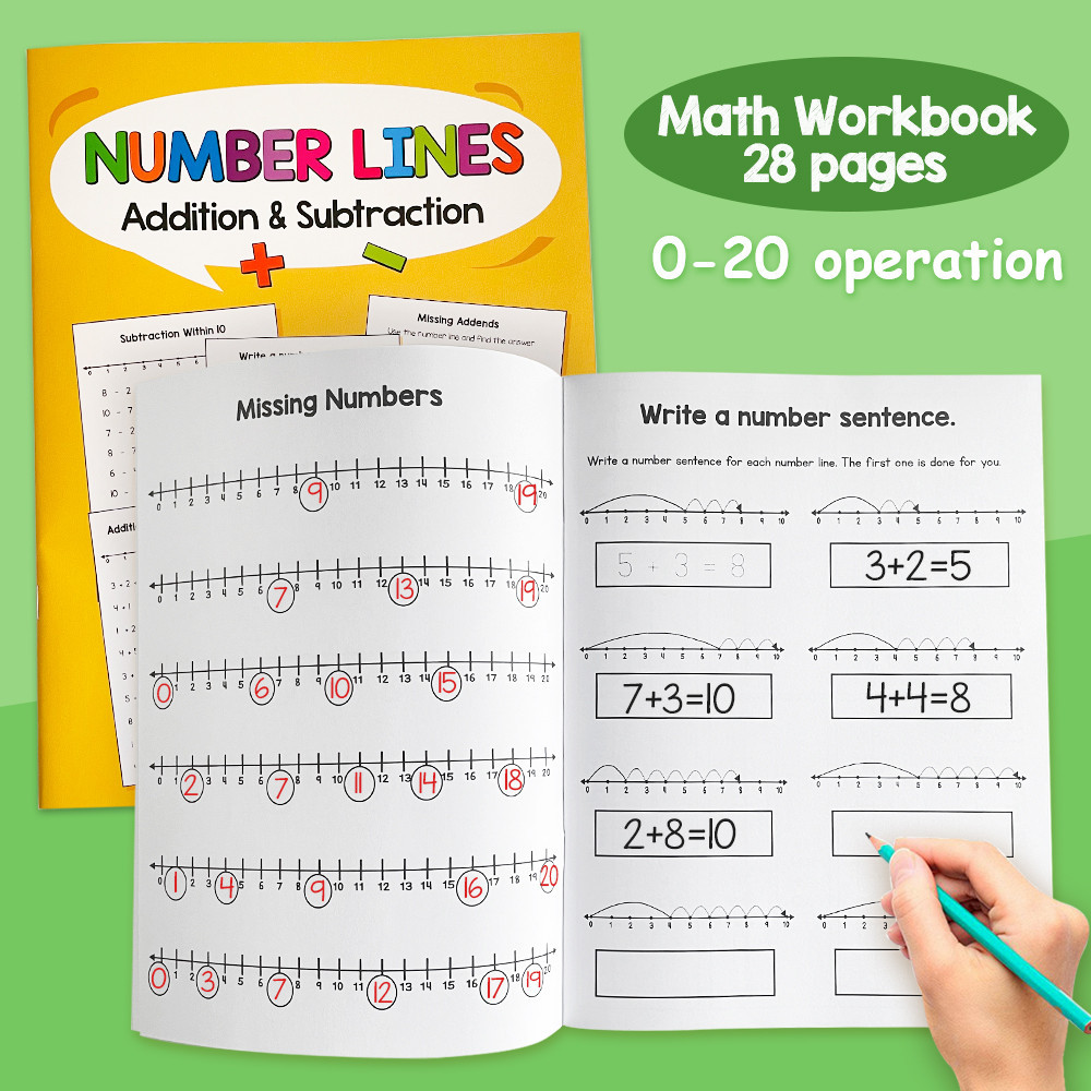 28Pages Children Learning Addition and Subtraction Math Workbook ...