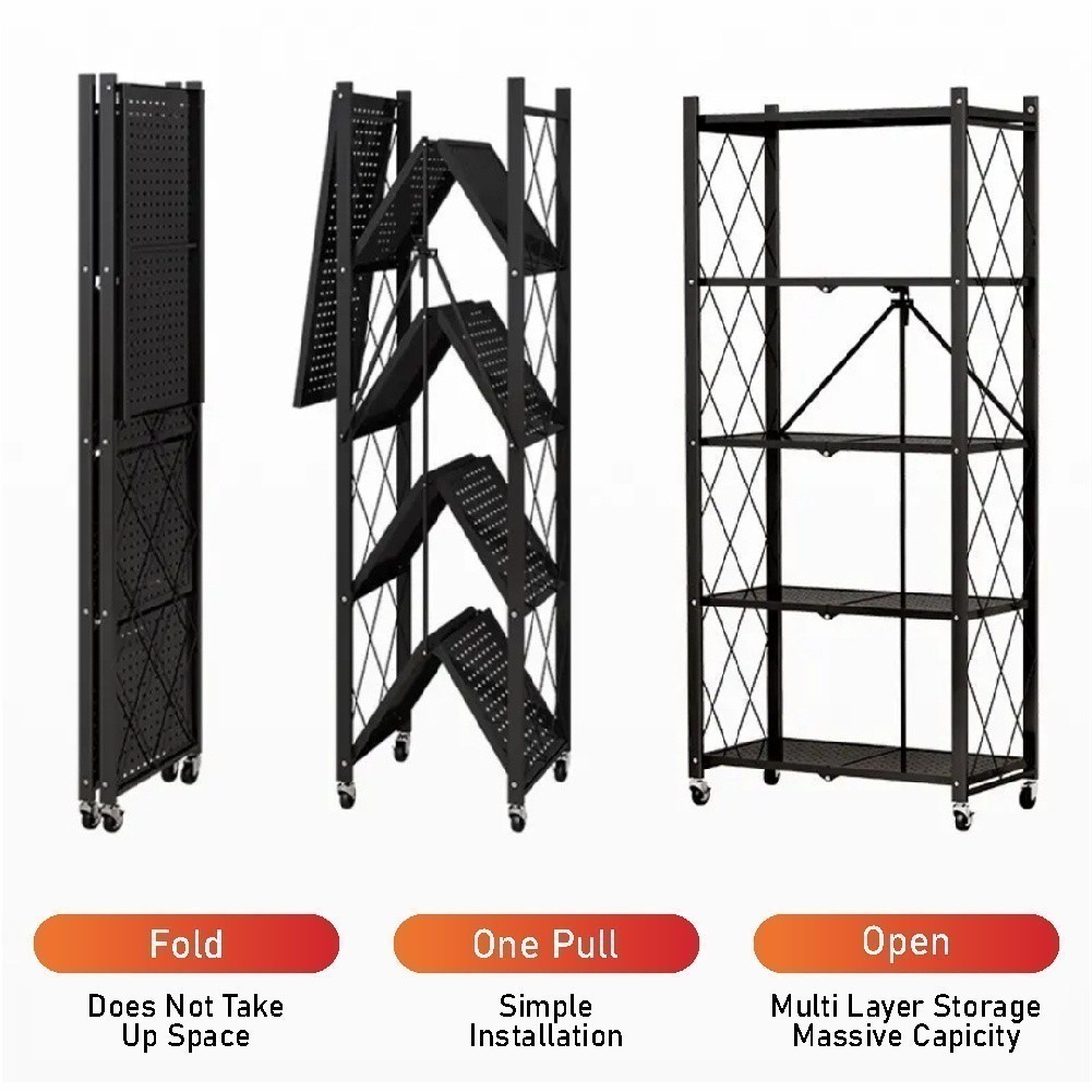 🇸🇬Koala Home🔥Folding Kitchen Storage Rack/Shelf Installation-Free with ...